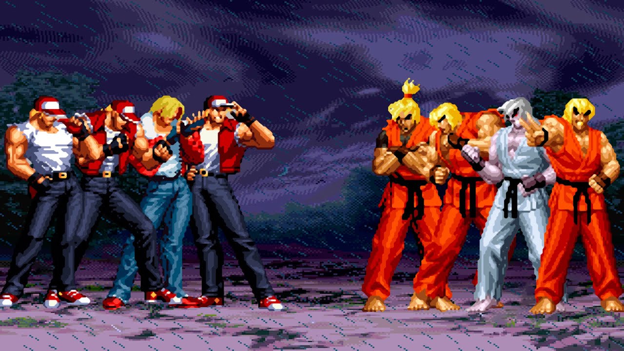 [KOF Mugen] Terry Bogard Team vs Ken Masters Team - YouTube