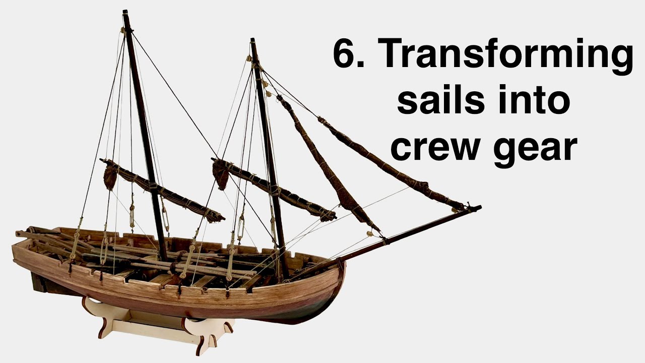 Bounty Boat Model Ship – weathering sails & making the rudder - YouTube