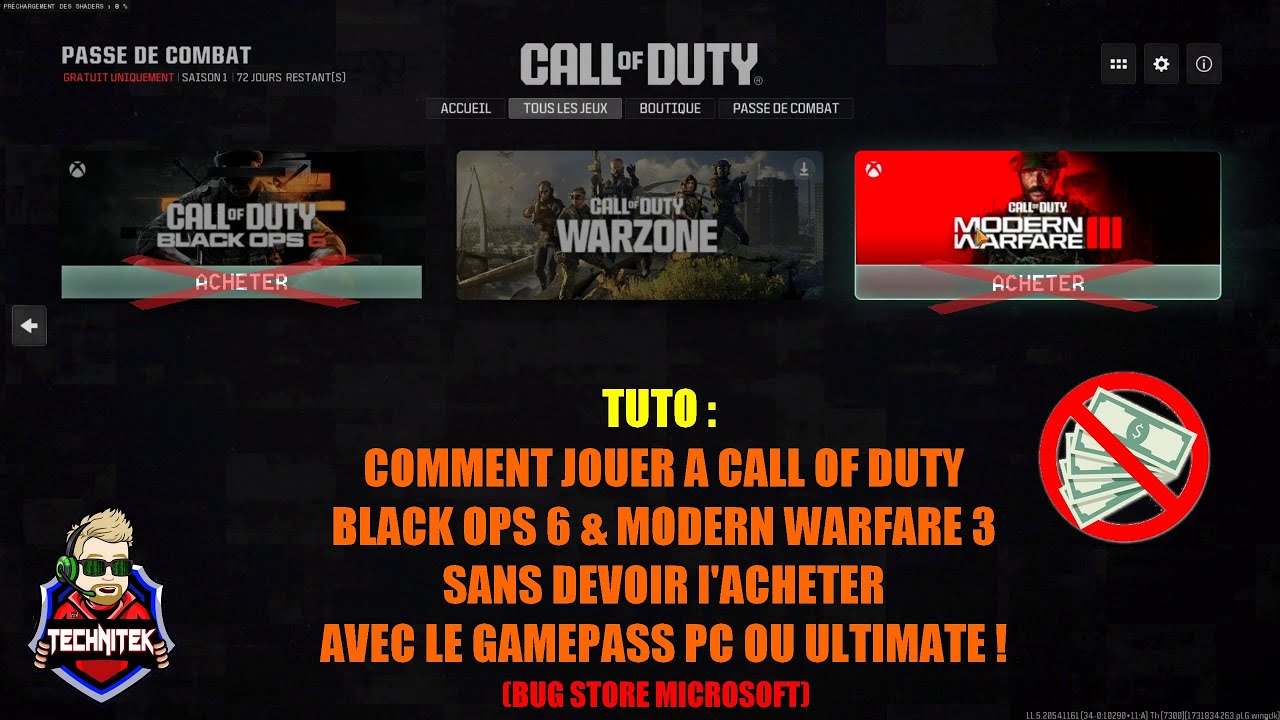 Tuto : Jouer à Call of Duty BO6 ou MW3 sans l'acheter via le gamepass Ulmate & PC (Bug Msft ...