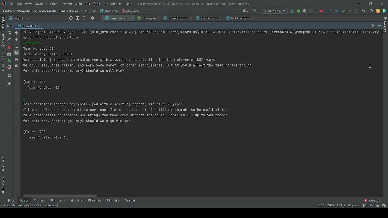 Soccer Manager: A simulation game - Brickhack 8 - YouTube