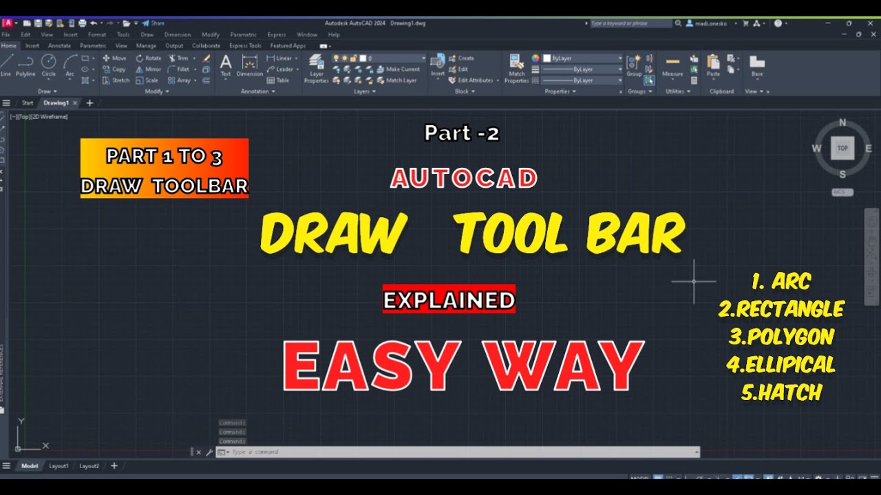 AutoCAD Basics Draw Toolbars -2 ( 1 to 45 days challenge)AutoCAD ...
