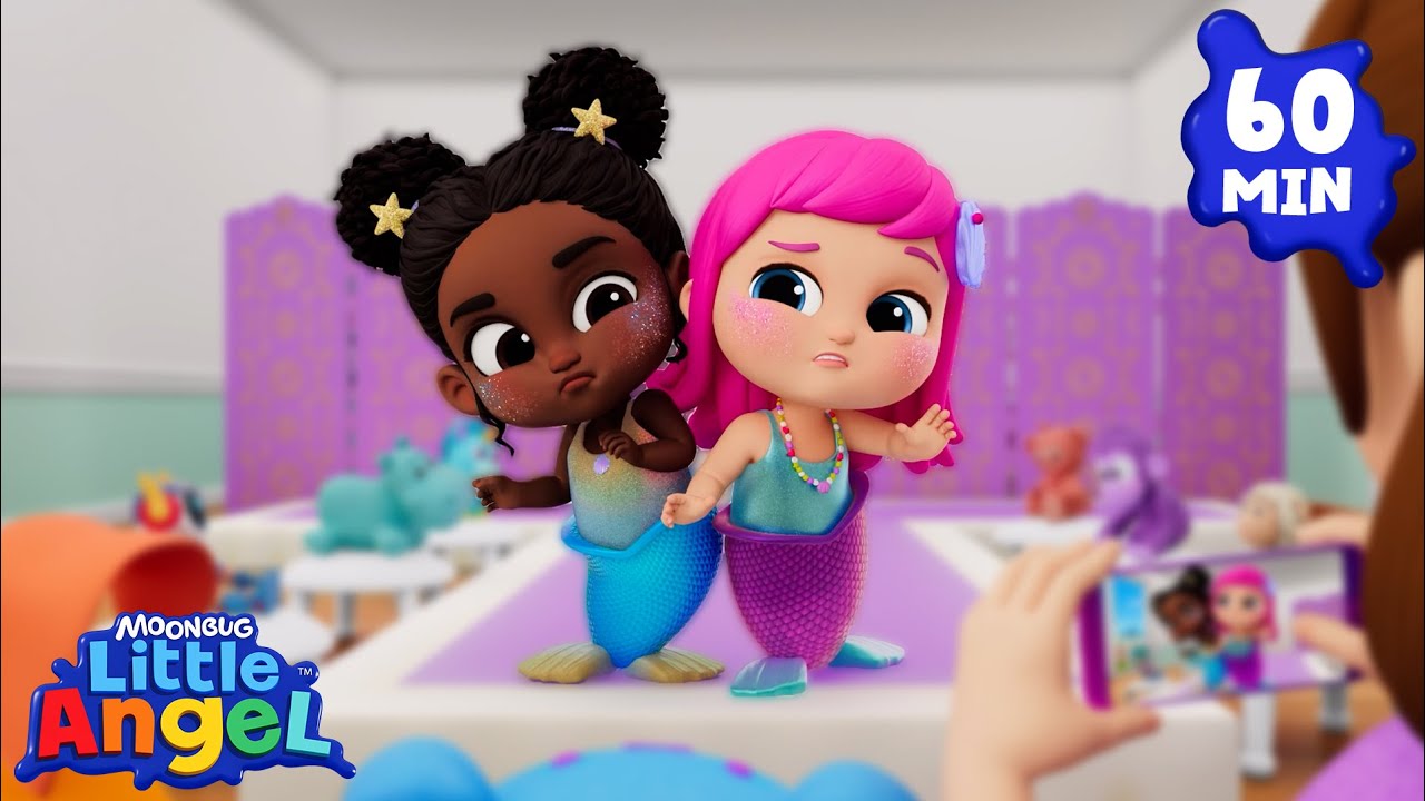 Mermaid Fashion Show Competition! | 1 HOUR of Little Angel Kids Songs ...
