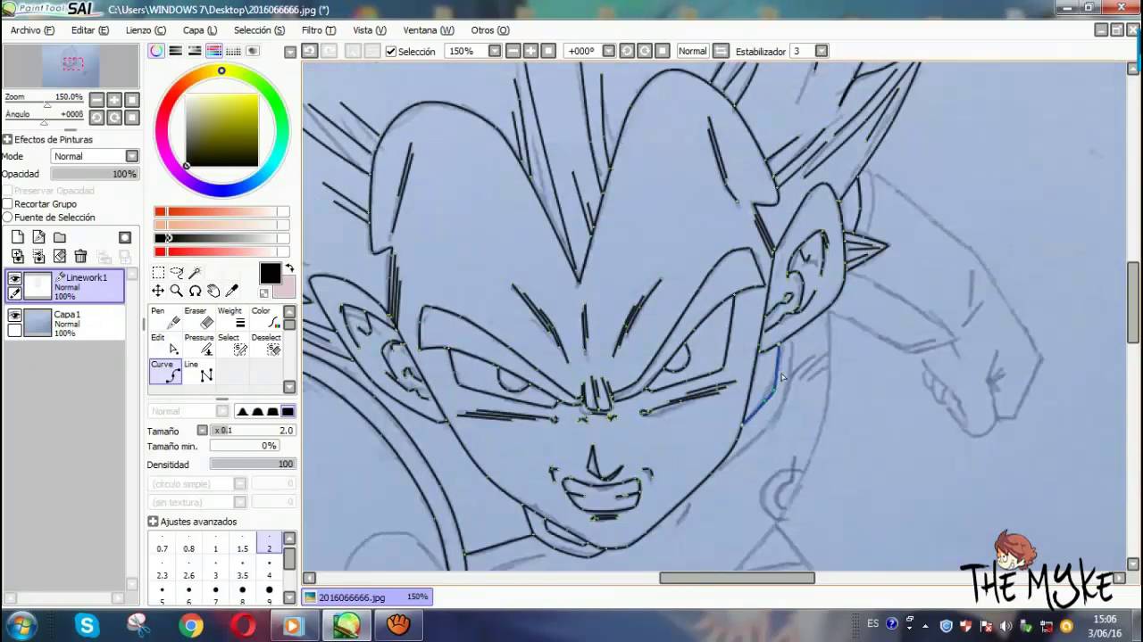 Como dibujar Vegeta en Paint Tool Sai - YouTube