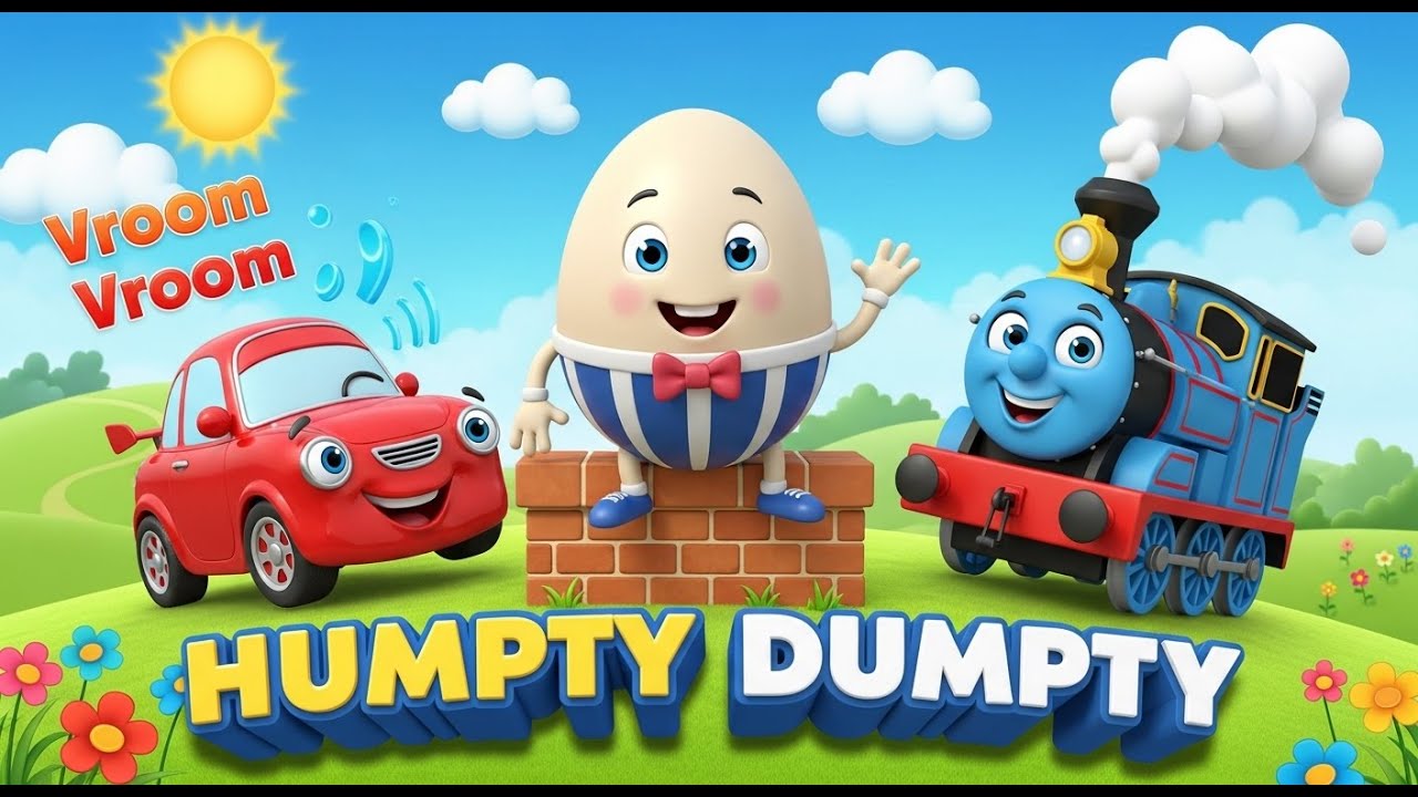 Humpty Dumpty Song 🚗 Vroom Vroom the Red Car & 🚂 Choo Choo the Blue ...
