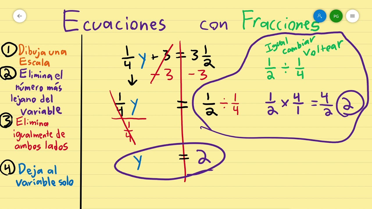 Equations with Fractions (Spanish) - YouTube
