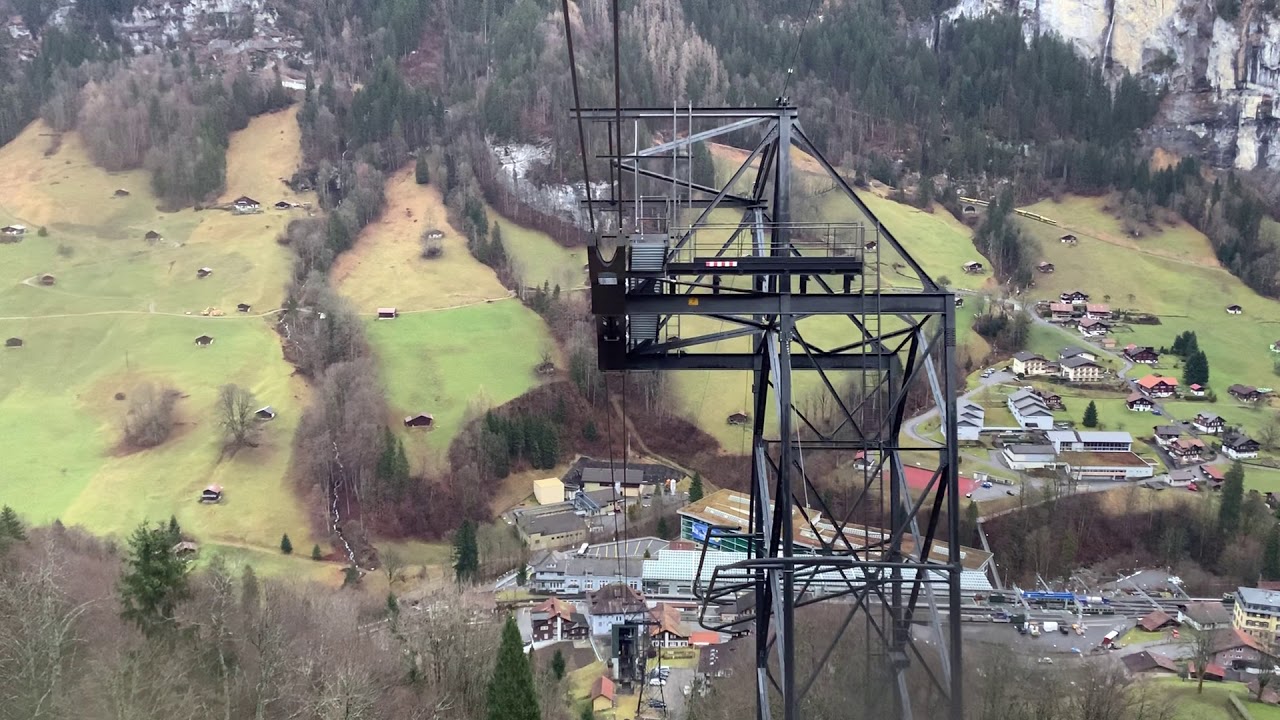 The first view of Cable car from Grütschalp to Lauterbrunnen - YouTube
