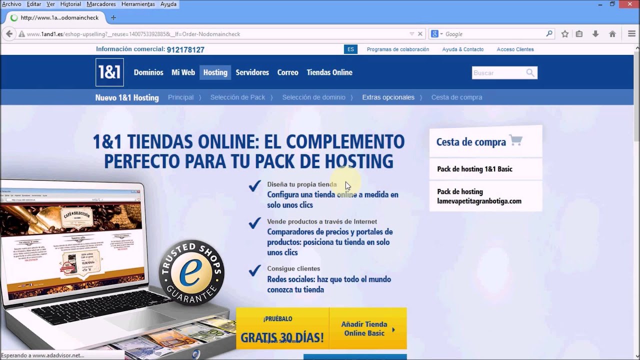 Comprar dominio y hosting en 1and1 - YouTube