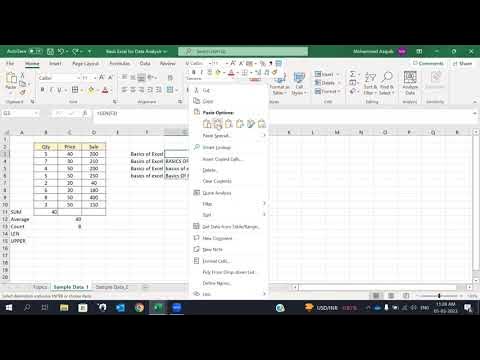 Data Analytics using MS-Excel - YouTube