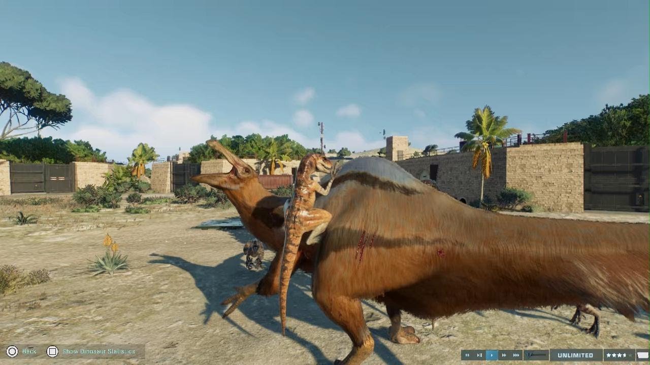 Jurassic World Evolution 2: Atrociraptor pack vs Deinocheirus - YouTube