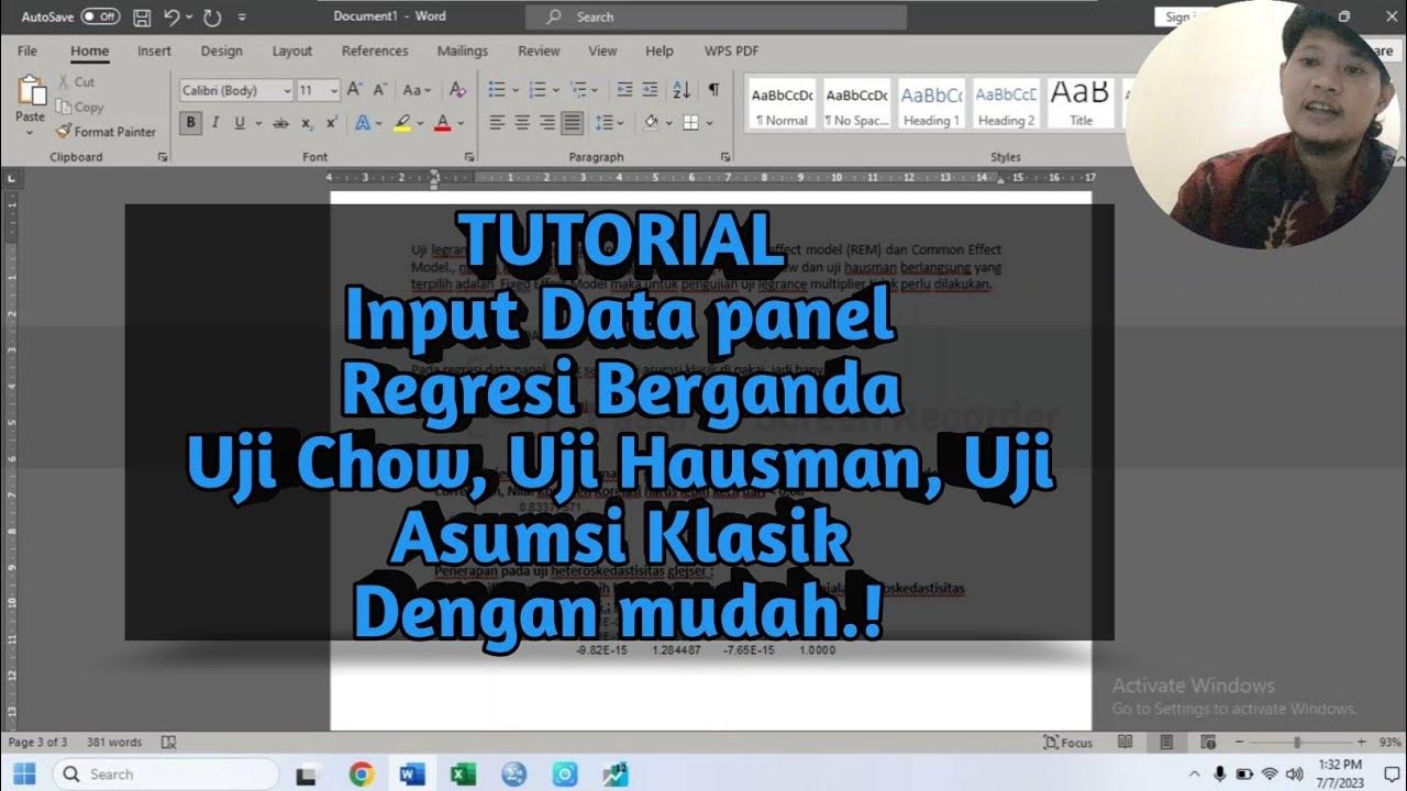 Tutorial input data panel regresi berganda, Uji Chow, Uji Hausman, Uji Asumsi Klasik, dengan ...