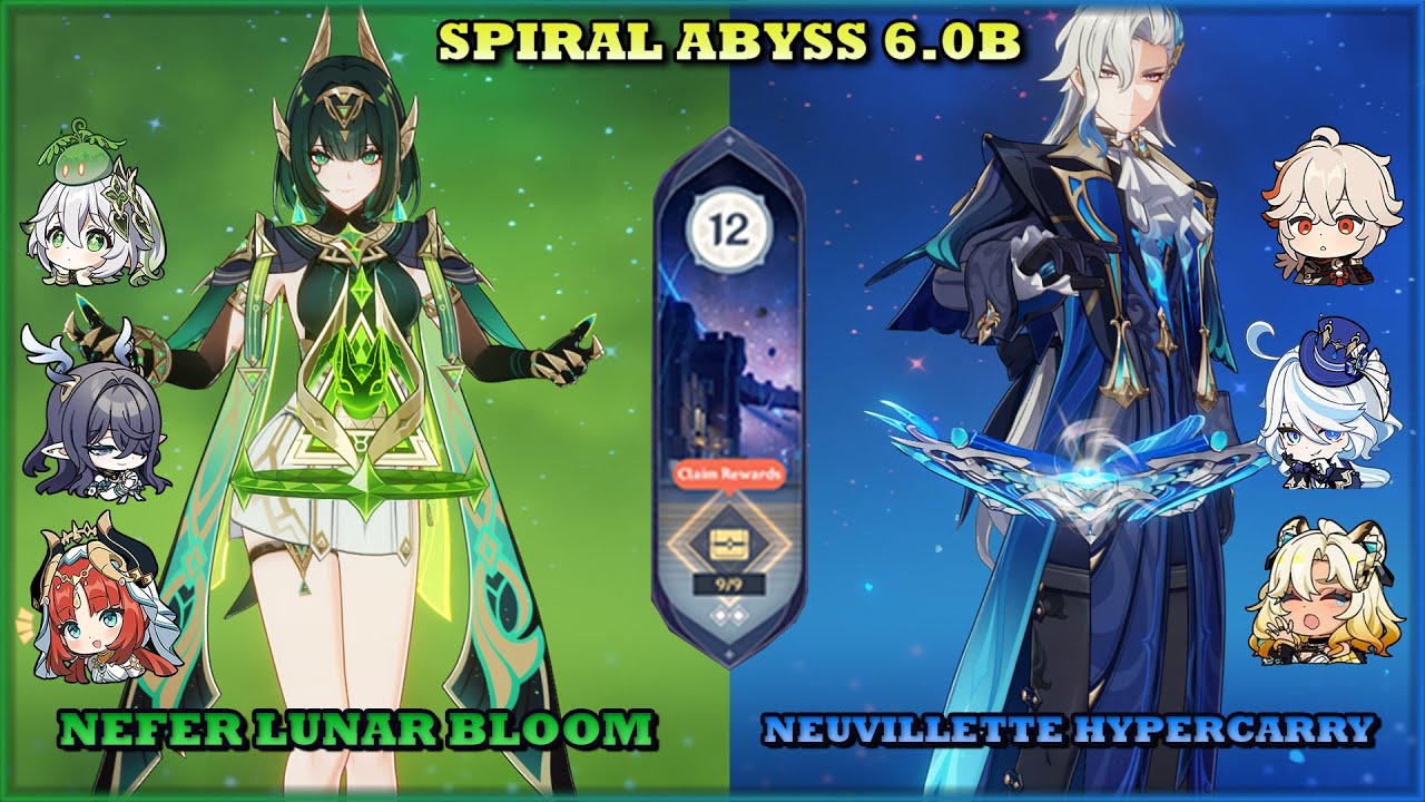 C0 Nefer Lunar Bloom And C1 Neuvillette Hypercarry Spiral Abyss 12 6.0B ...
