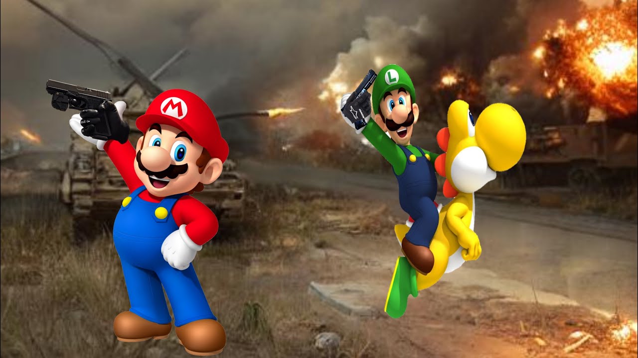 Mario And Luigi toy gun war - YouTube