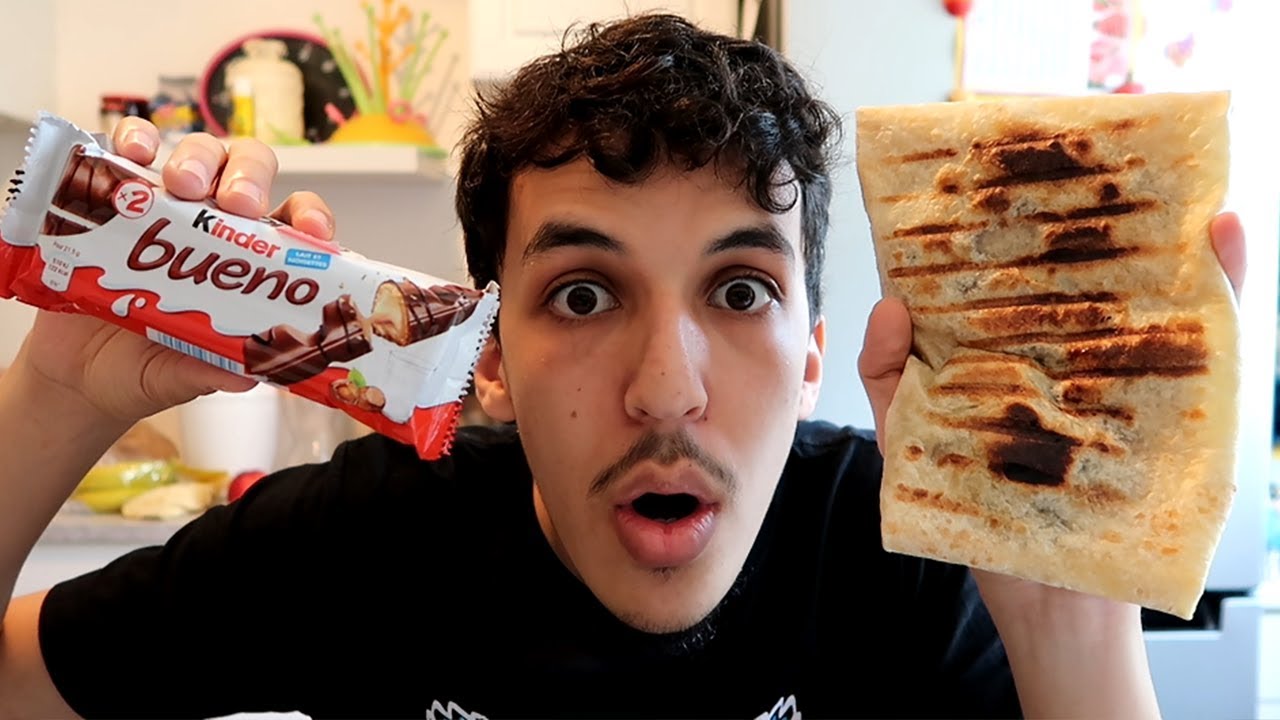 DÉGUSTATION D'UN TACOS SUCRÉ NUTELLA BANANE KINDER BUENO - YouTube