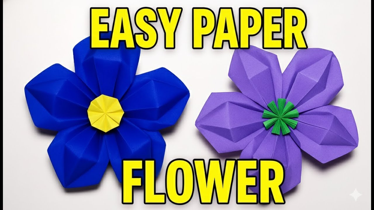 ⚡ Easy Paper Flower Craft | Simple & Beautiful Paper Flower Making Step ...
