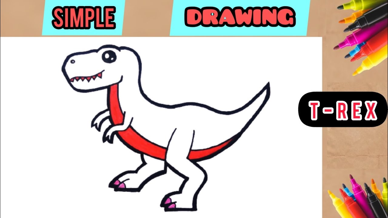 How to draw a T-REX easy || simple drawing for beginners || animal ...