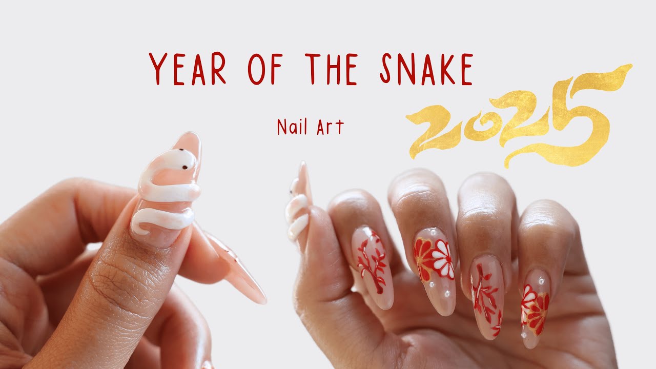 Snake Nail Art | Lunar New Year Nail Art | Year of the Snake Art - YouTube
