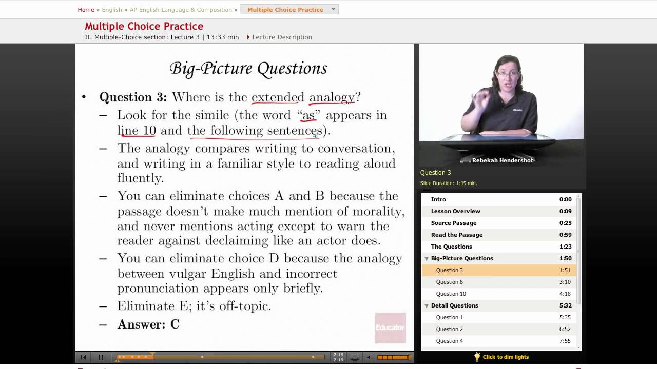 AP English - Multiple Choice Practice - YouTube
