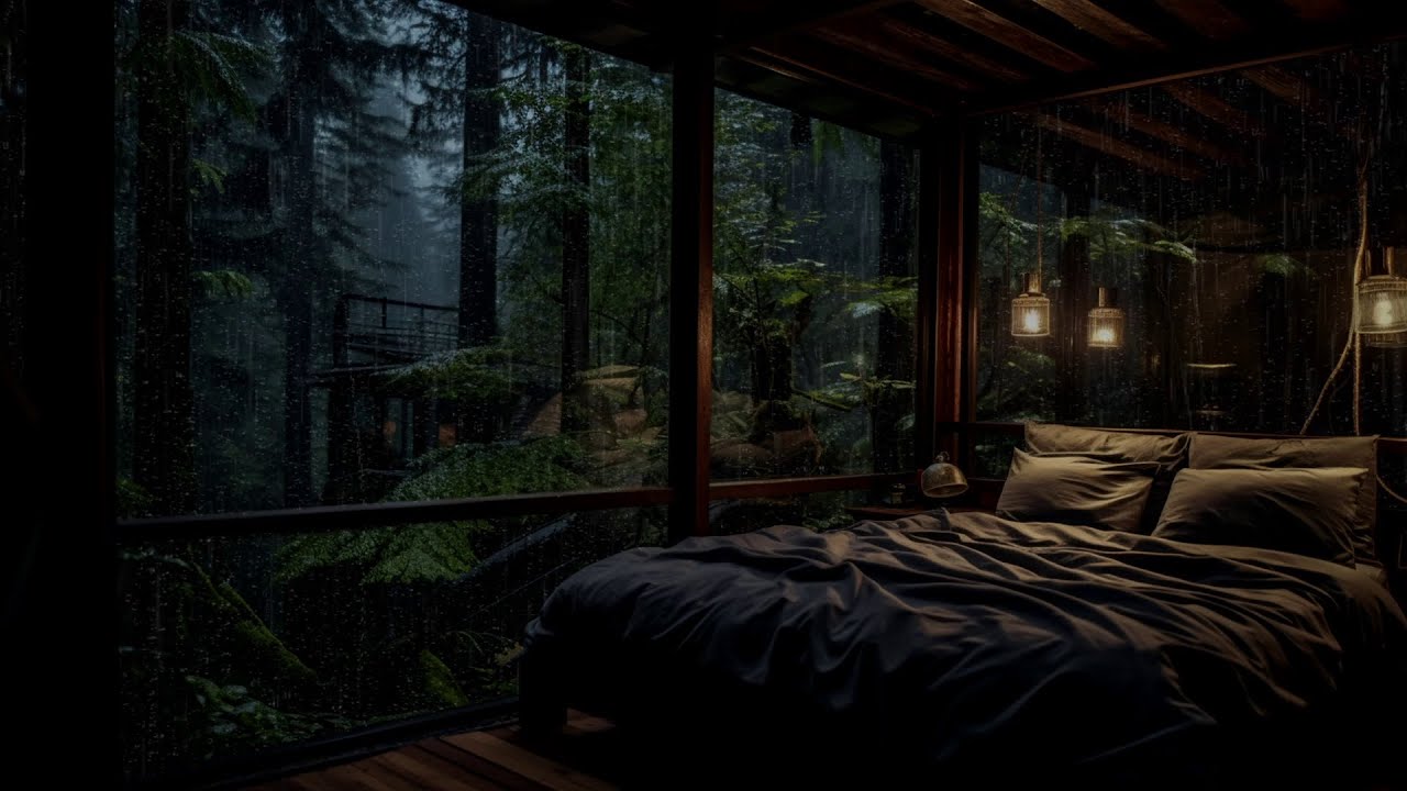 Sleep Soundly in a Treehouse with Gentle Rain and Thunder | Tree House ...