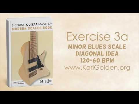 8 String Guitar Mastery Scales Book Exercise 3a Minor Blues Scale ...