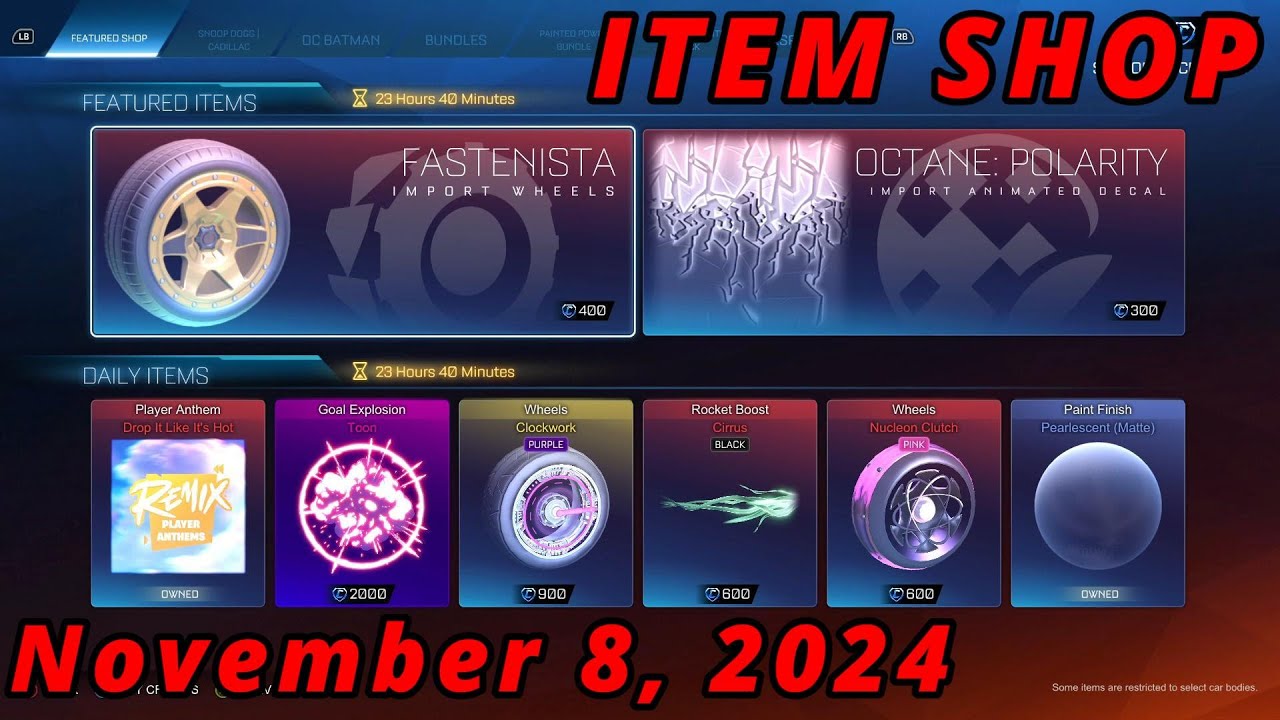 November 8 Rocket League Item Shop: PURPLE CLOCKWORK WHEELS! - YouTube