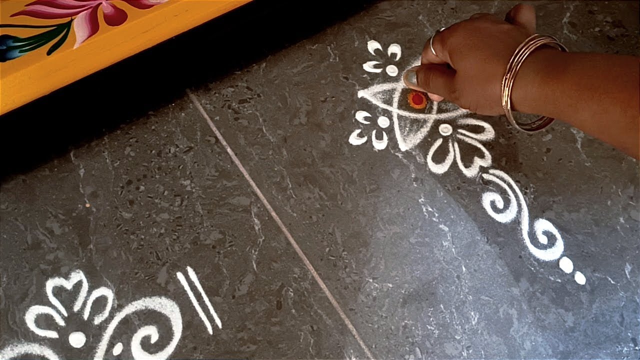 Easy border rangoli designs | Border muggulu | Friday rangoli | Simple rangoli |Door rangoli ...