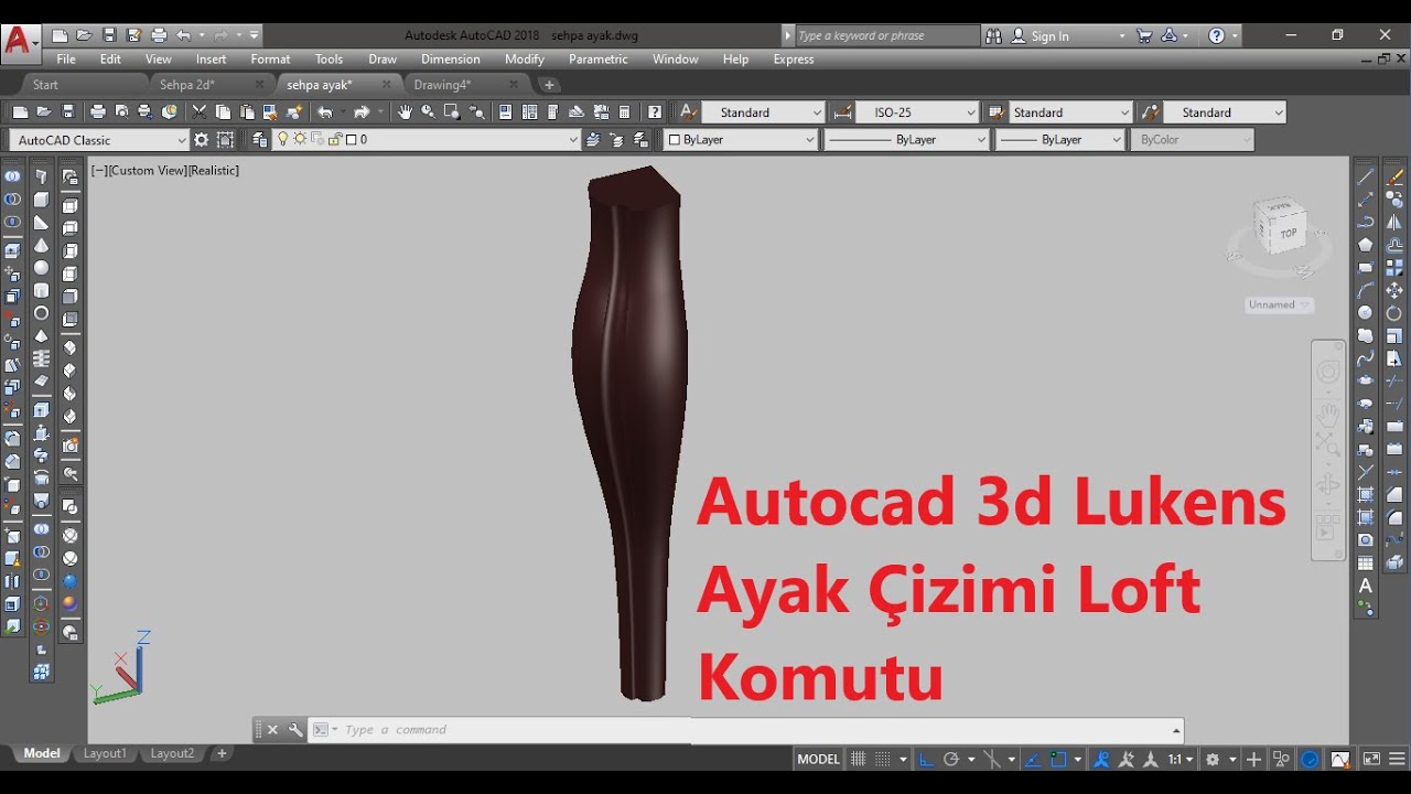 Autocad 3d Loft Komutu Kullanımı - YouTube