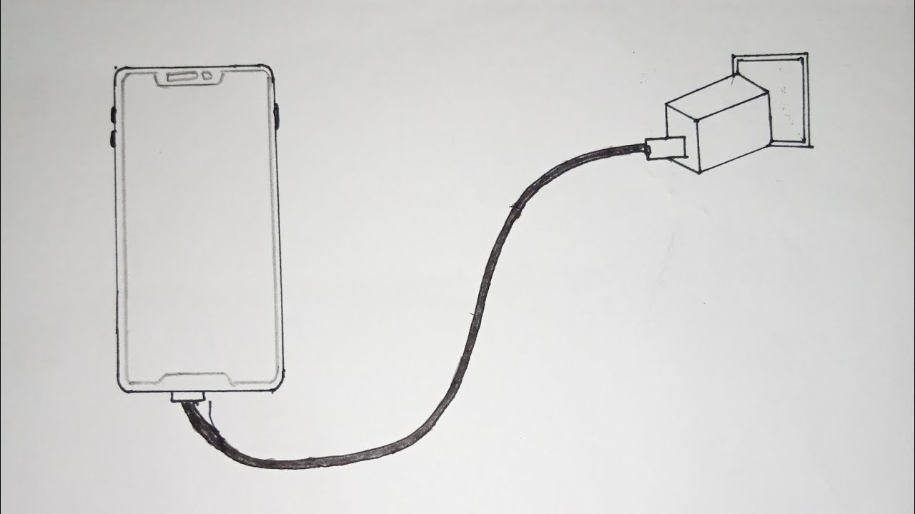 Easy mobile phone drawing with charger. - YouTube