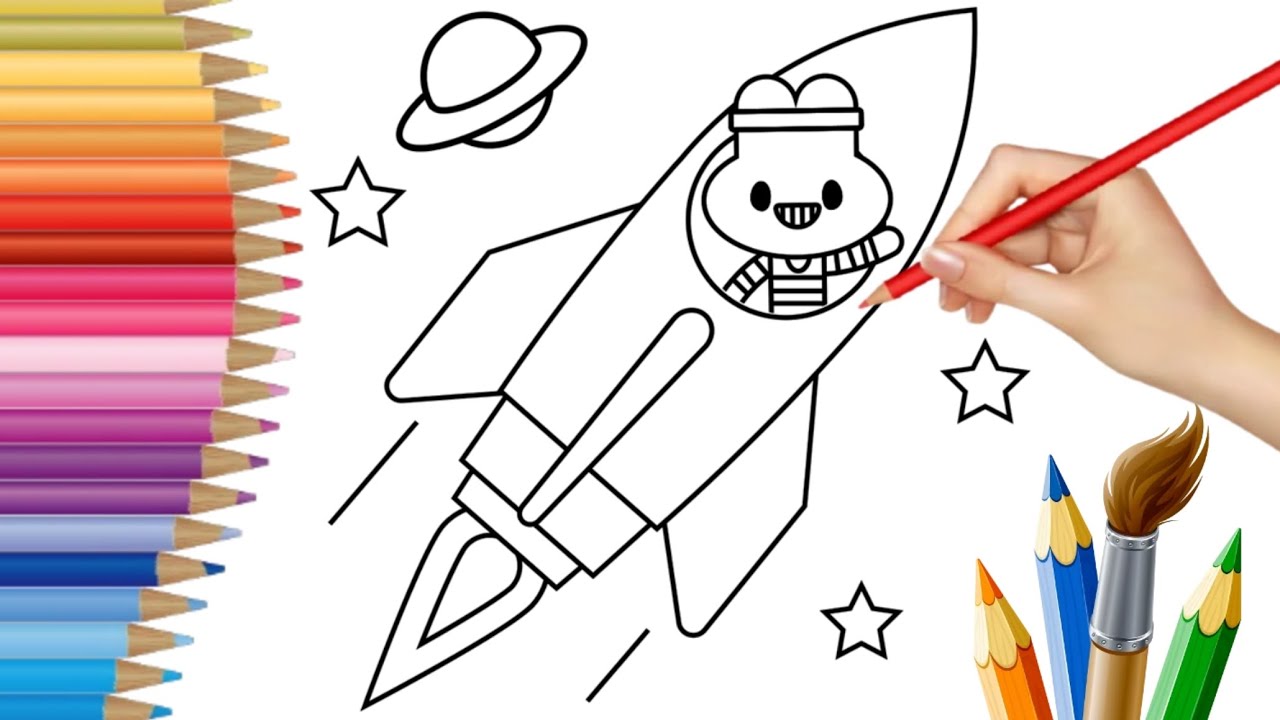 Coloring ROCKET 🚀 Colors Drawing for kids Easy learning colors - YouTube