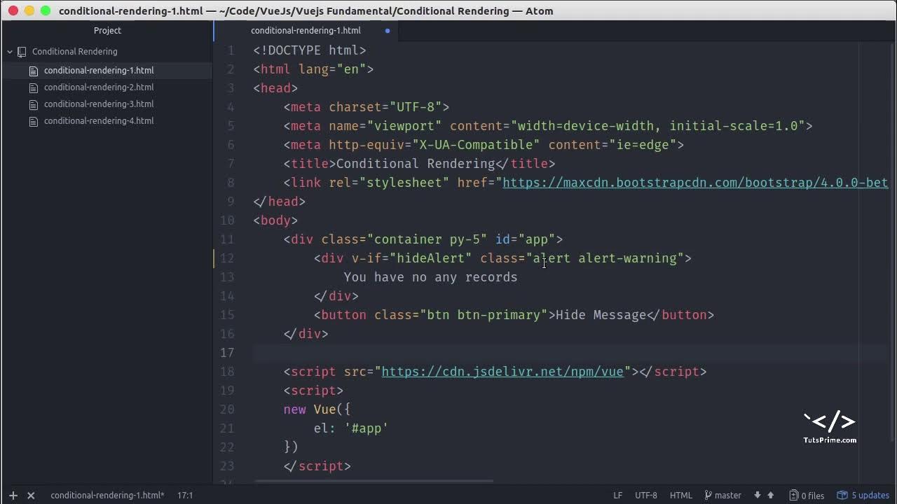 Vue.js Fundamental - Conditional Rendering - Part 1 of 3 (6) - YouTube