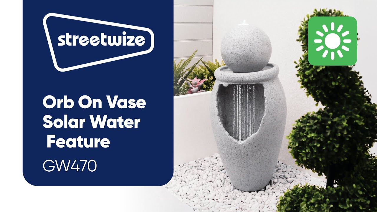 Orb On Vase Solar Water Feature - YouTube