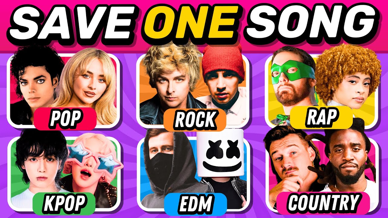 Save One Song 🔥🎤🎵 POP vs ROCK vs RAP vs KPOP vs EDM vs COUNTRY | Music ...