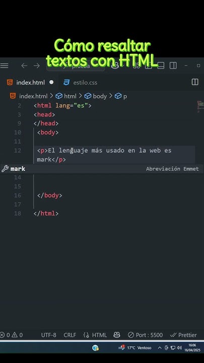 Como resaltar texto con html #desarrolloweb #programación #javascript #html #programadoresweb ...