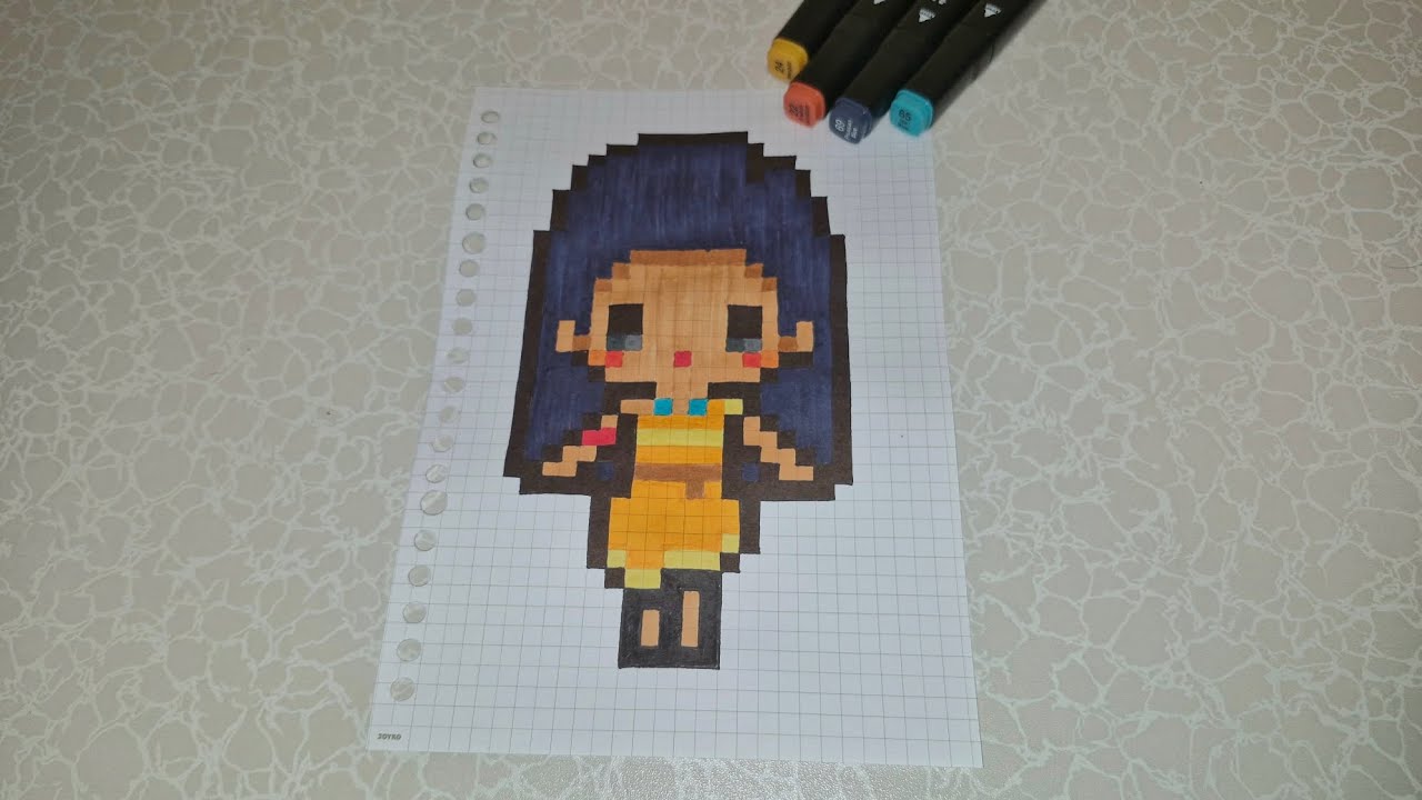 full tutorial pocahontas pixel art💫 #pixelart #pixel #drawing #coloring ...
