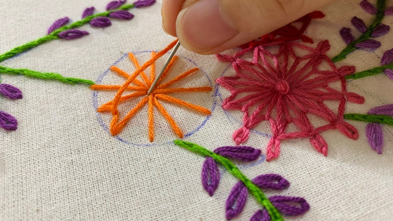 Simple and beautiful flower hand embroidery design / Step by step basic ...