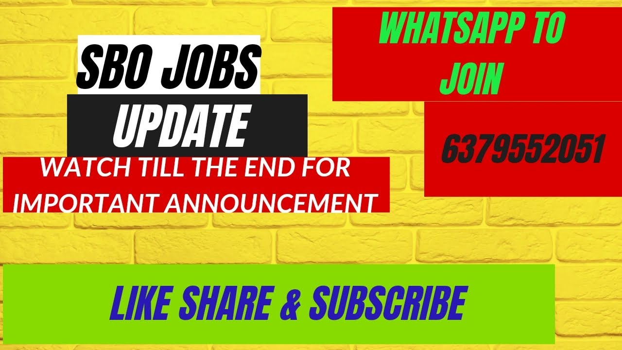 #SBO JOBS IMPORTANT ANNOUNCEMENT - YouTube
