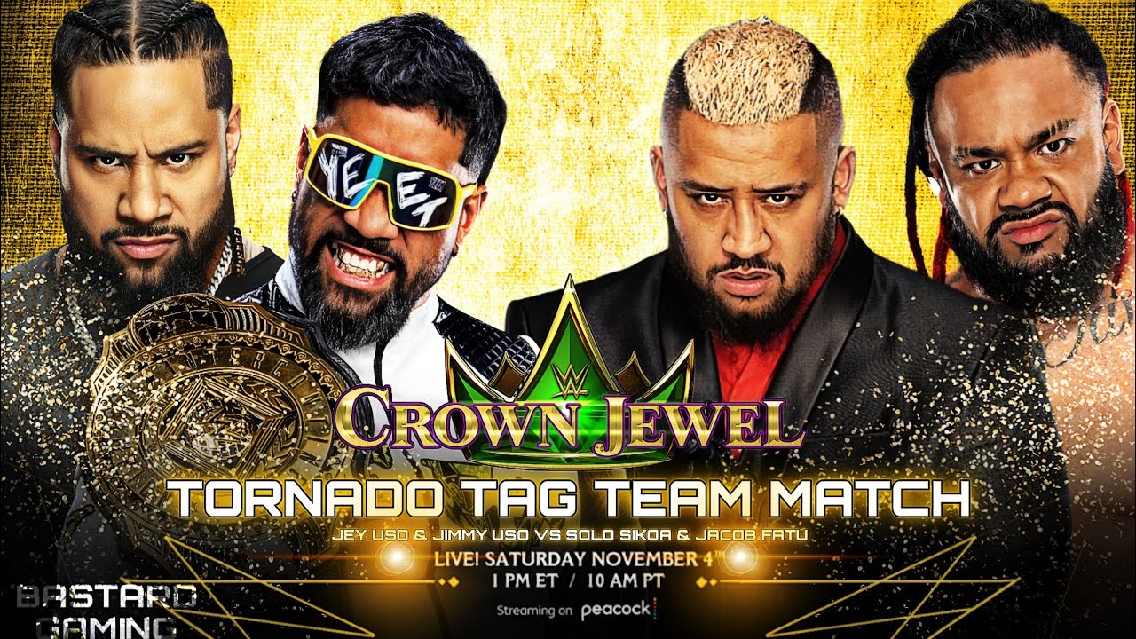 WWE 2K24 | Jey Uso & Jimmy Uso VS Solo Sikoa & Jacob Fatu | Crown Jewel ...