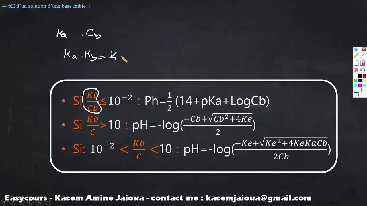 23-pH d'une base faible - Reactions Chimique SMPC - YouTube