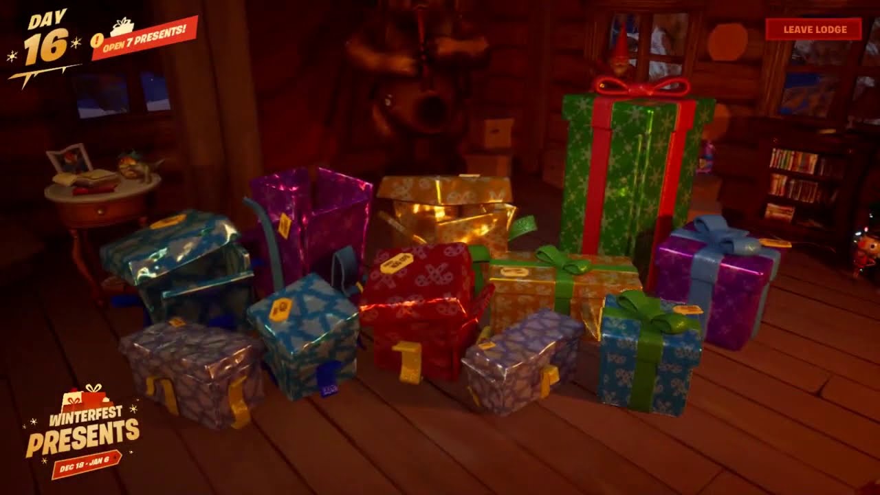 Fortnite OPENING PRESENT 1-14 Winterfest! - YouTube