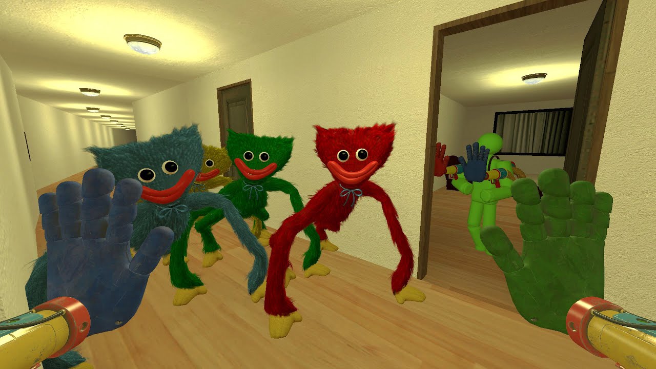 HIDE AND SEEK WITH MINI HUGGY! Red, Green, Blue, Yellow Huggy Looking ...