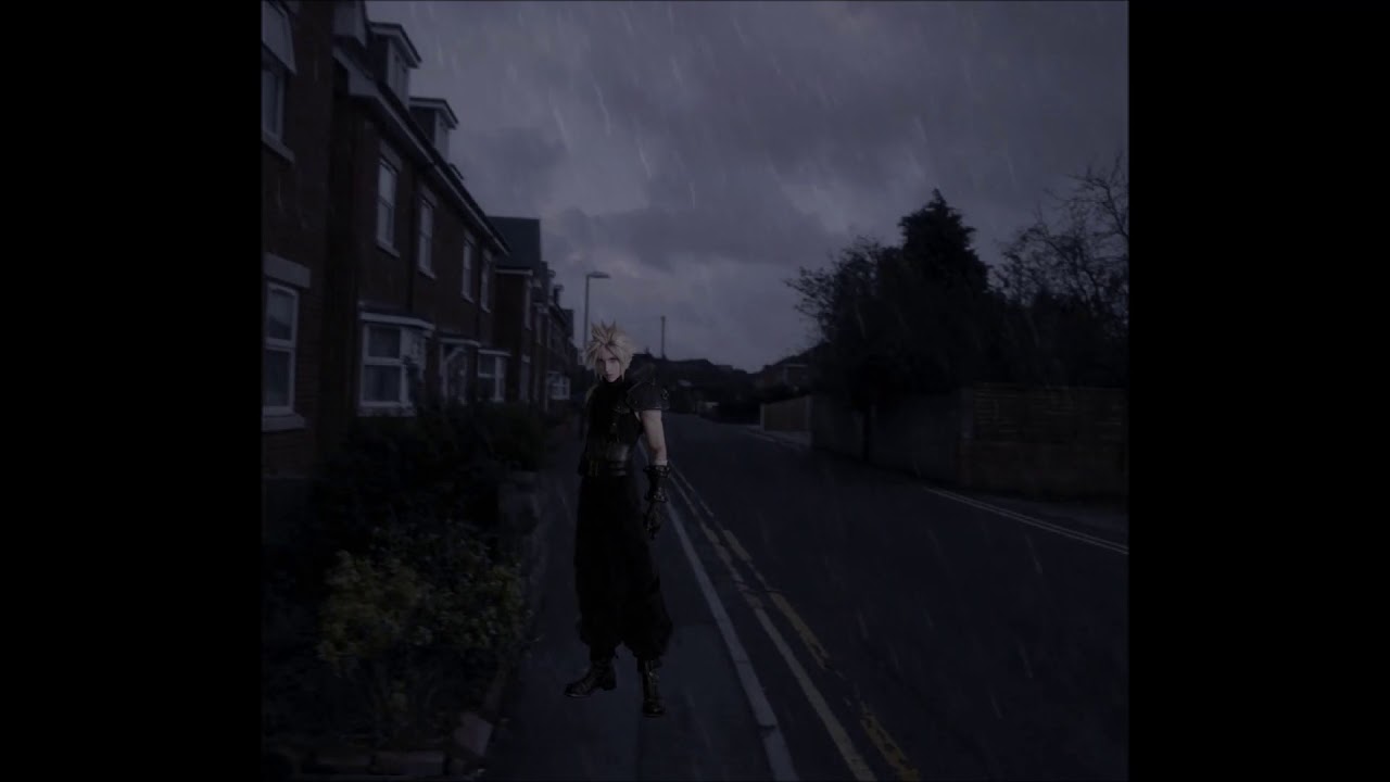 Cloud Strife stands outside your house in the rain while A-ha's "Crying ...