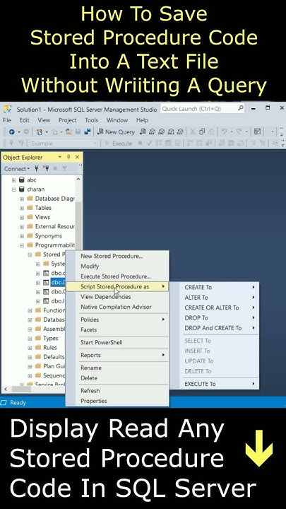 Save stored procedure code into a text file sql server #storedprocedure - YouTube