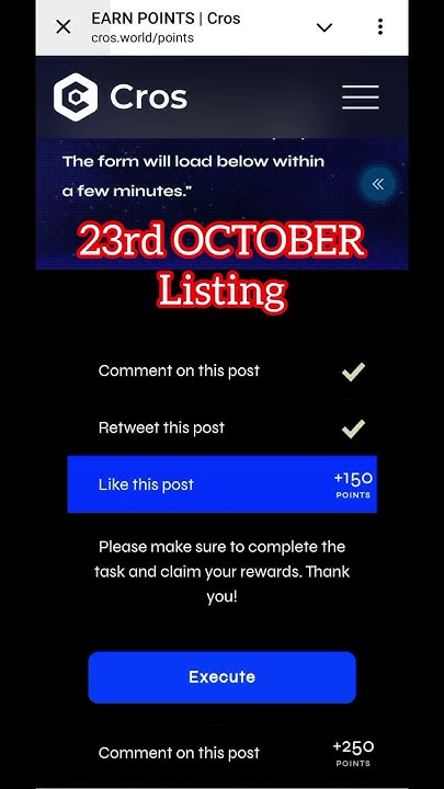 Cros Airdrop Withdrawal in 23 October Cros Simple Task Airdrop Claim | Cros Listing Update - YouTube