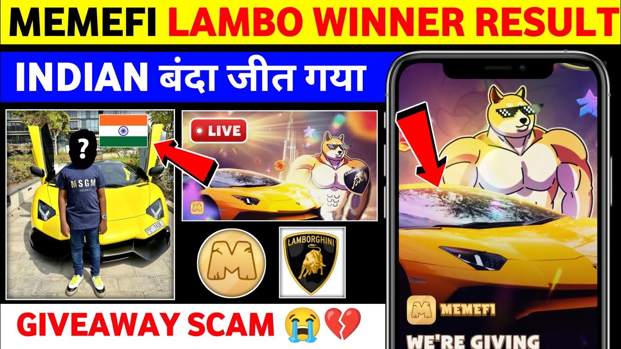 Memefi Lambo Giveaway winner | Memefi Lamborghini winner | memefi new ...