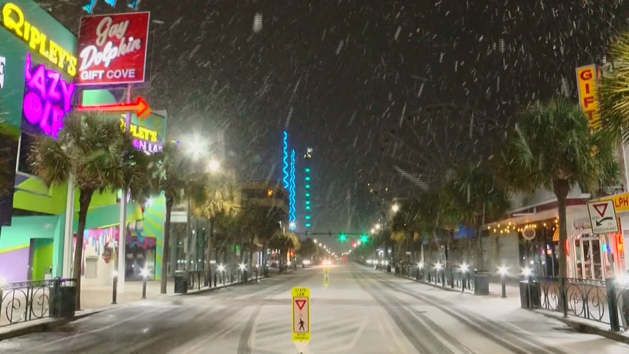 Myrtle Beach gets record snowfall in rare winter storm - YouTube