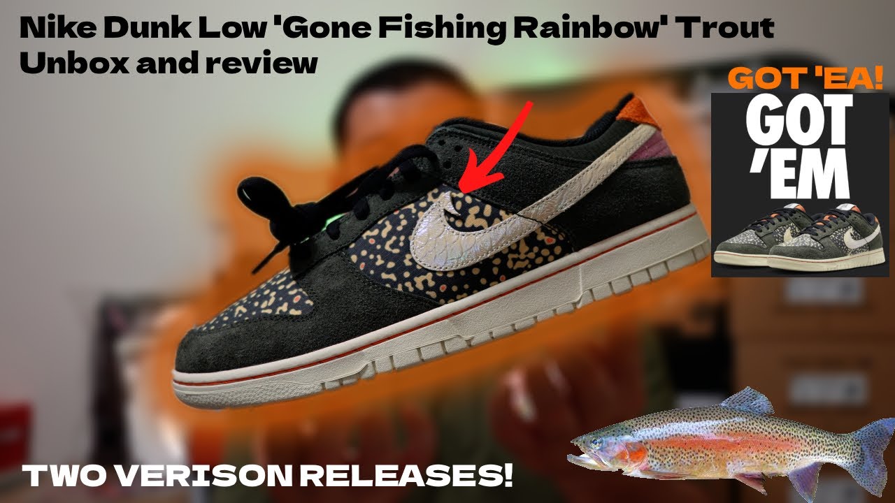 FISH SHOE?! Nike Dunk Low Gone Fishing Rainbow Trout Review ...