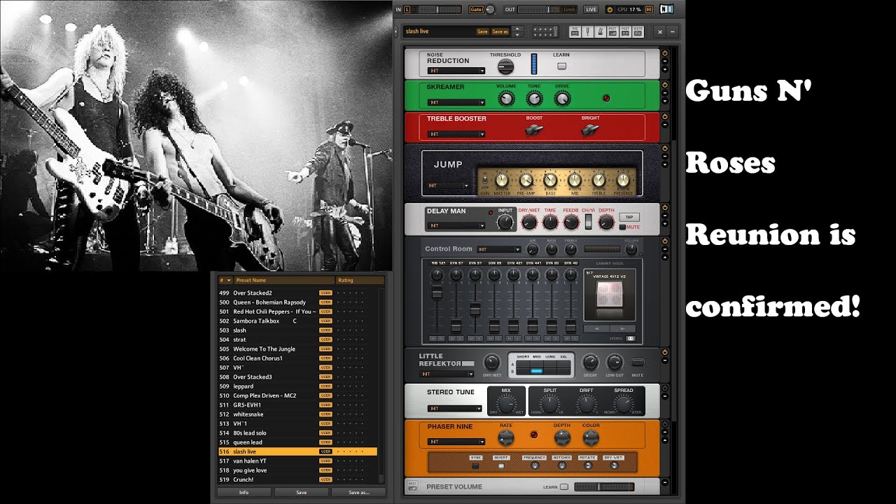 Slash live tone in Guitar rig 5/-/Guns N' Roses Nighttrain Cover! - YouTube