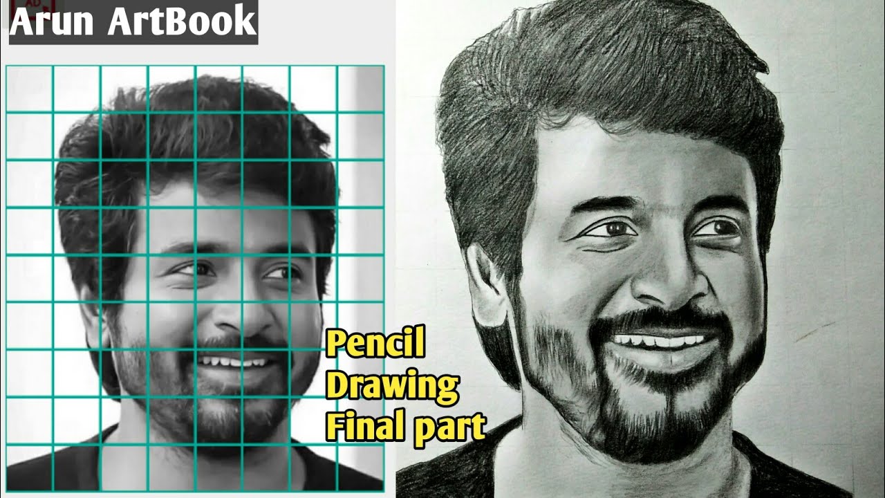 Sivakarthikeyan pencil drawing video | Easy drawing | Grid method ...