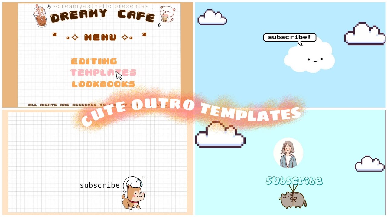 (. ᴗ .) cute outro/ end screen templates (no text) // make your outro ...