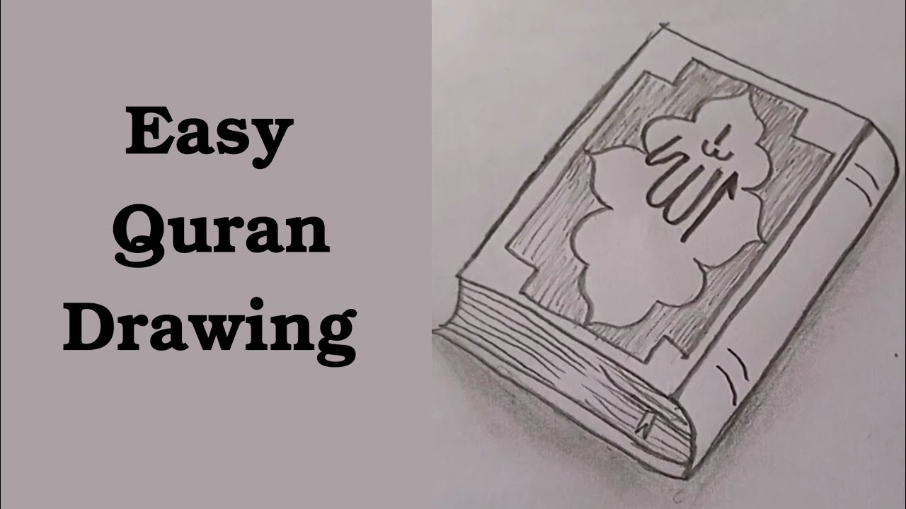 Easy Quran Drawing || How to draw Quran step by step || Pencil sketch ...
