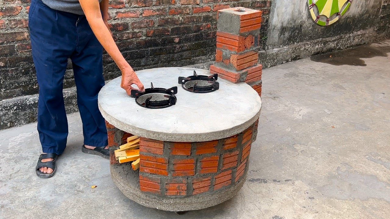 Build A Beautiful Simple Outdoor Portable Wood Stove From Red Bricks ...